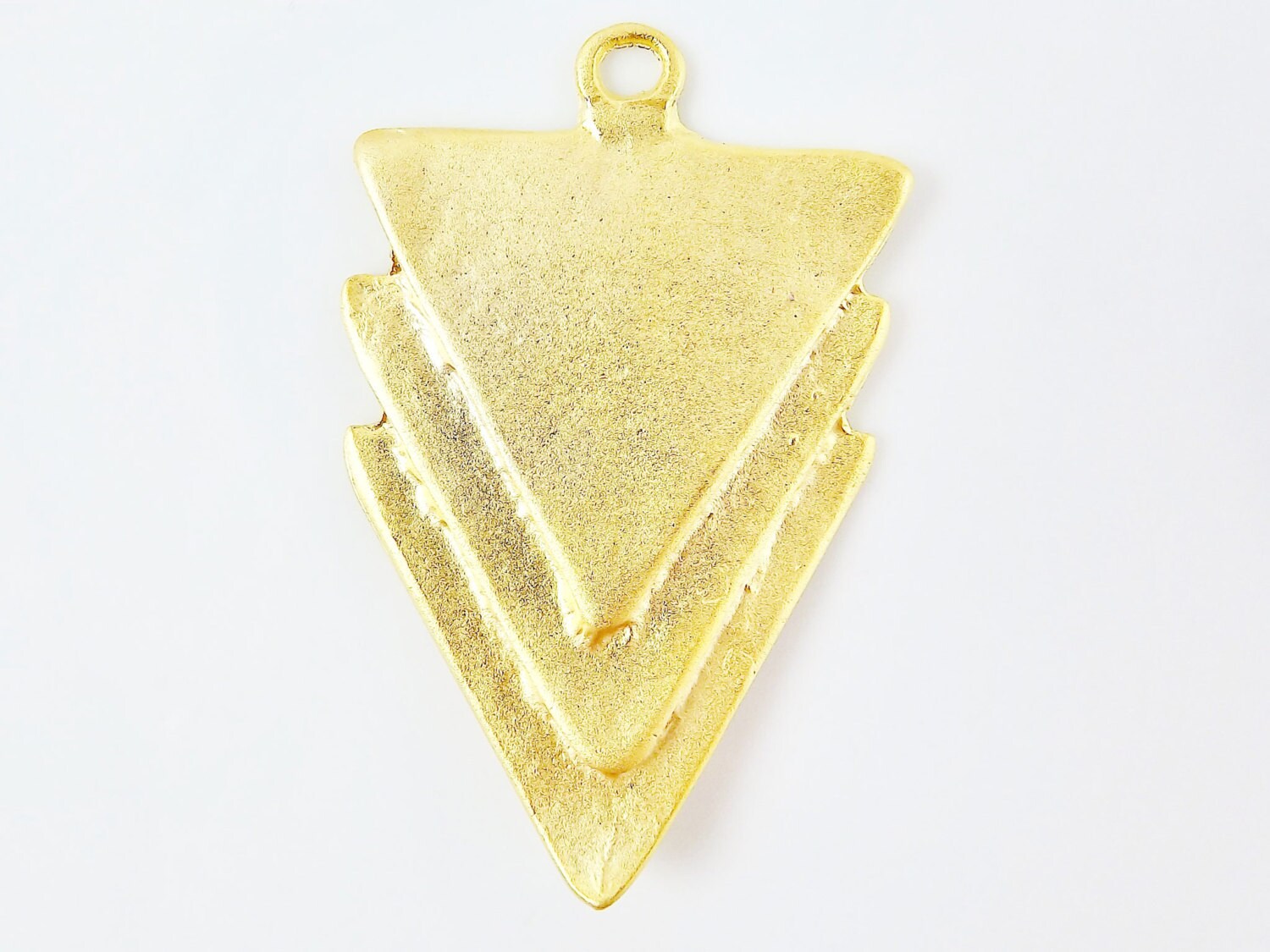 Triple Triangle Minimalist Geometric Pendant 22k Matte Gold - Etsy