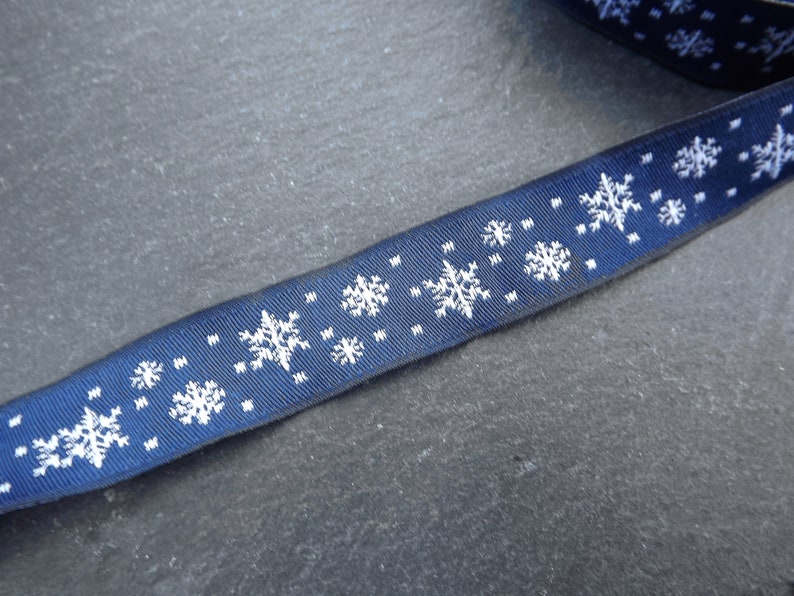 16mm Navy Snowflake Ribbon Christmas Ribbon Blue Snow - Etsy