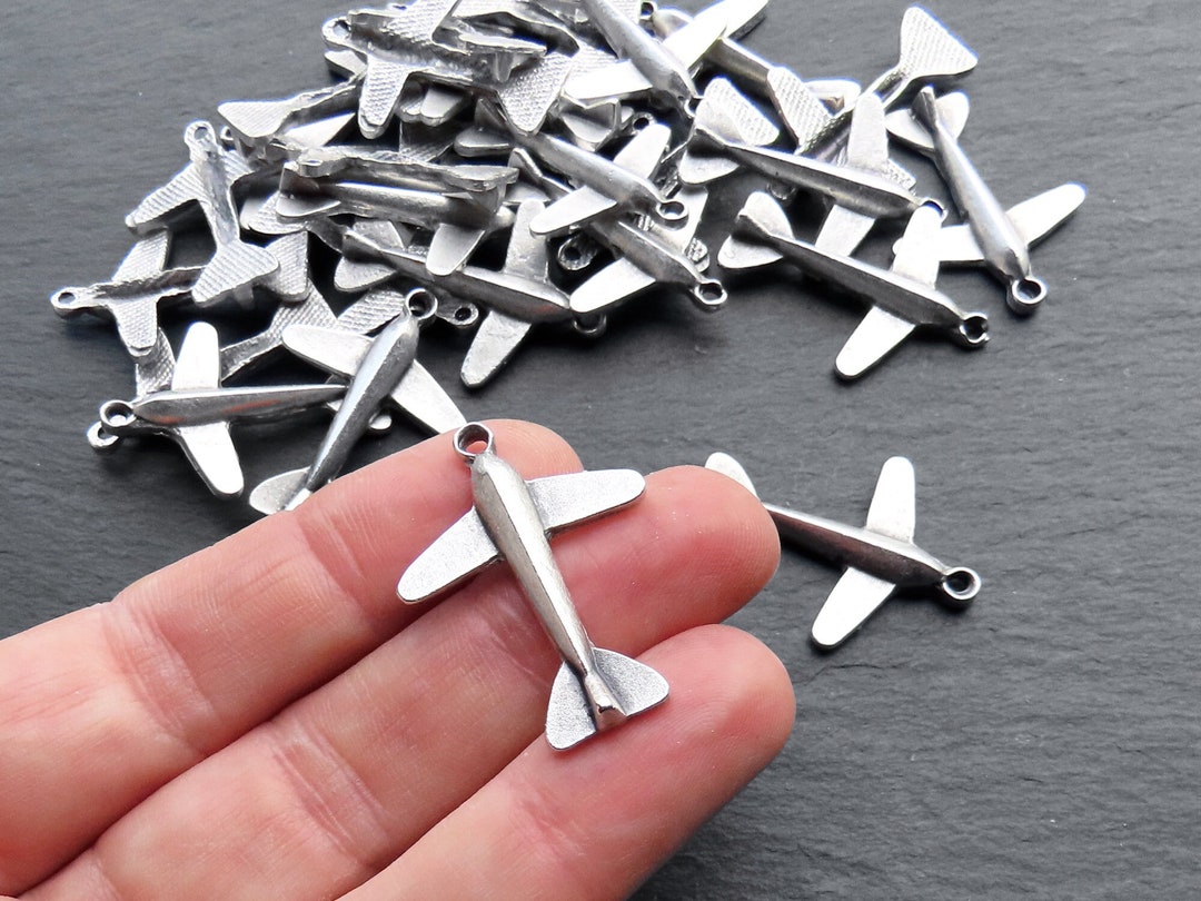Airplane Jet Plane Charm Pendant, Traveler Pilot Air Hostess Gift Idea ...