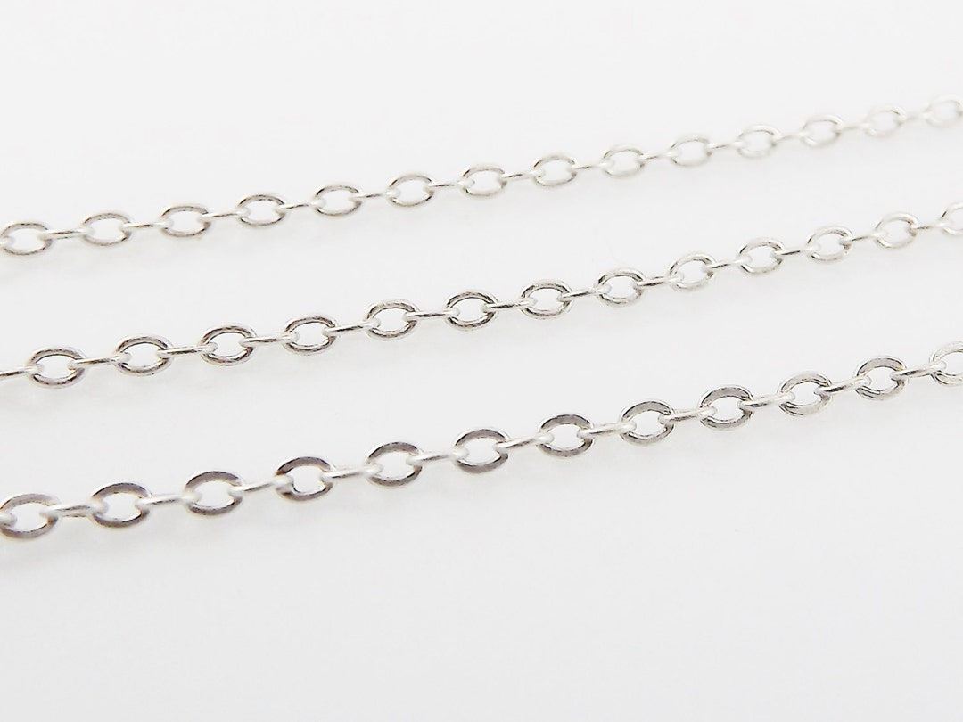 1.5mm Delicate Cable Chain - Matte Silver Plated - 1 Meter or 3.3 Feet ...