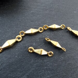 Geometric Diamond Charm Connectors With Two Loops, Connector Links, 22k ...