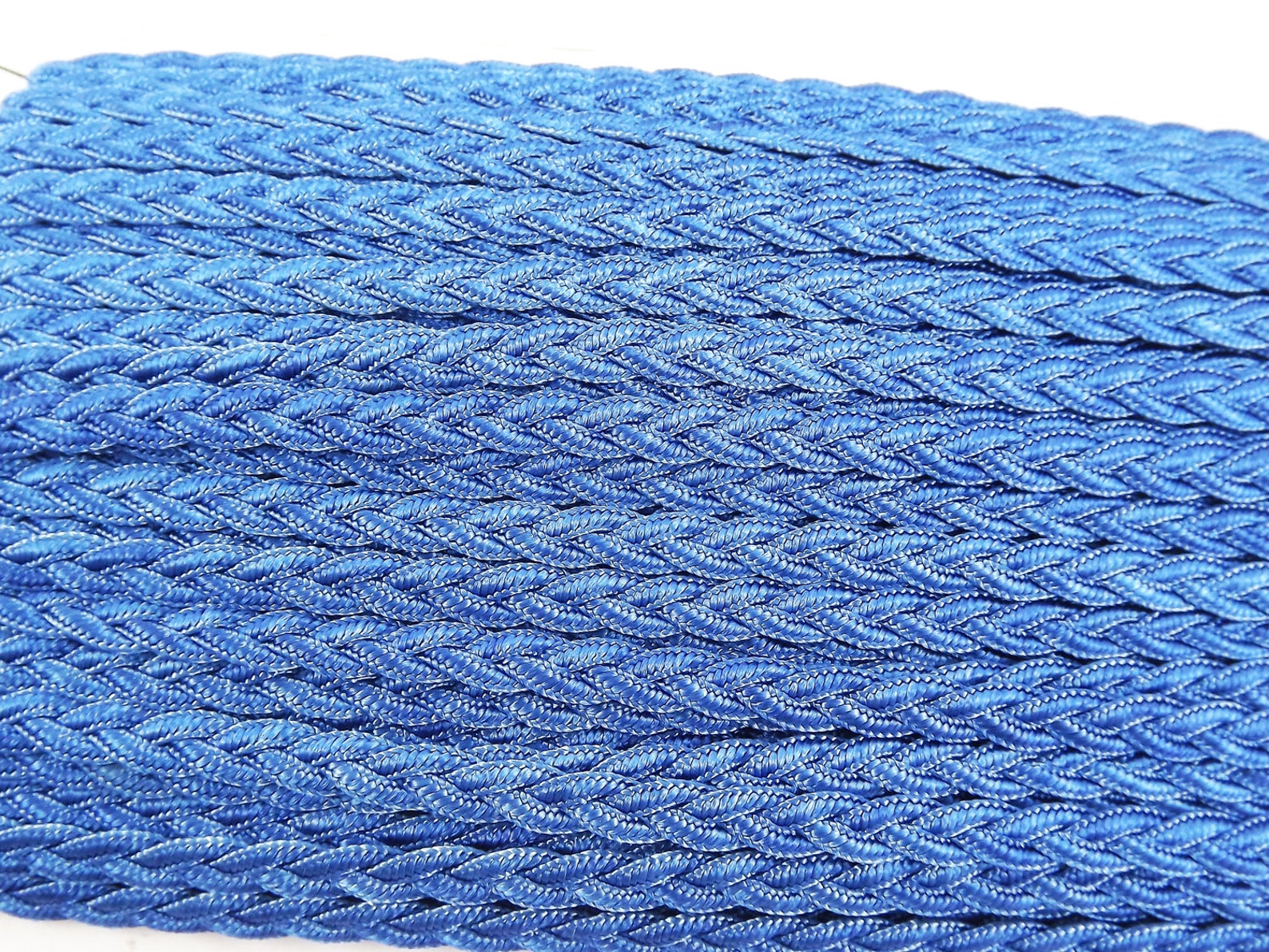 Blue Braided Plait Cord Satin Silk Cord Trim - 3 Ply - 1 Meters - 1.09 ...