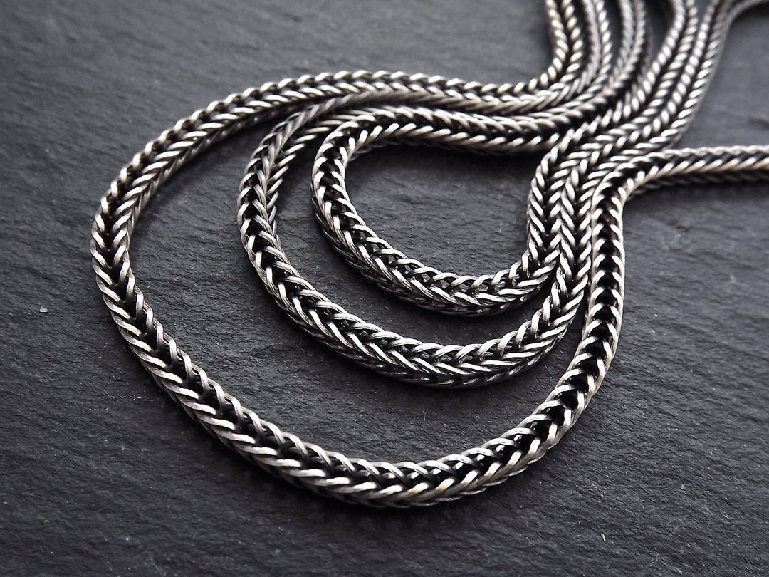 Silver Foxtail Chain, Bali Woven Rope Chain, Braided Chain, 3mm Fox ...