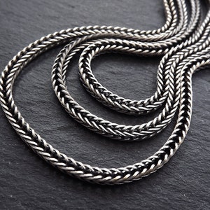 Silver Foxtail Chain, Bali Woven Rope Chain, Braided Chain, 3mm Fox ...