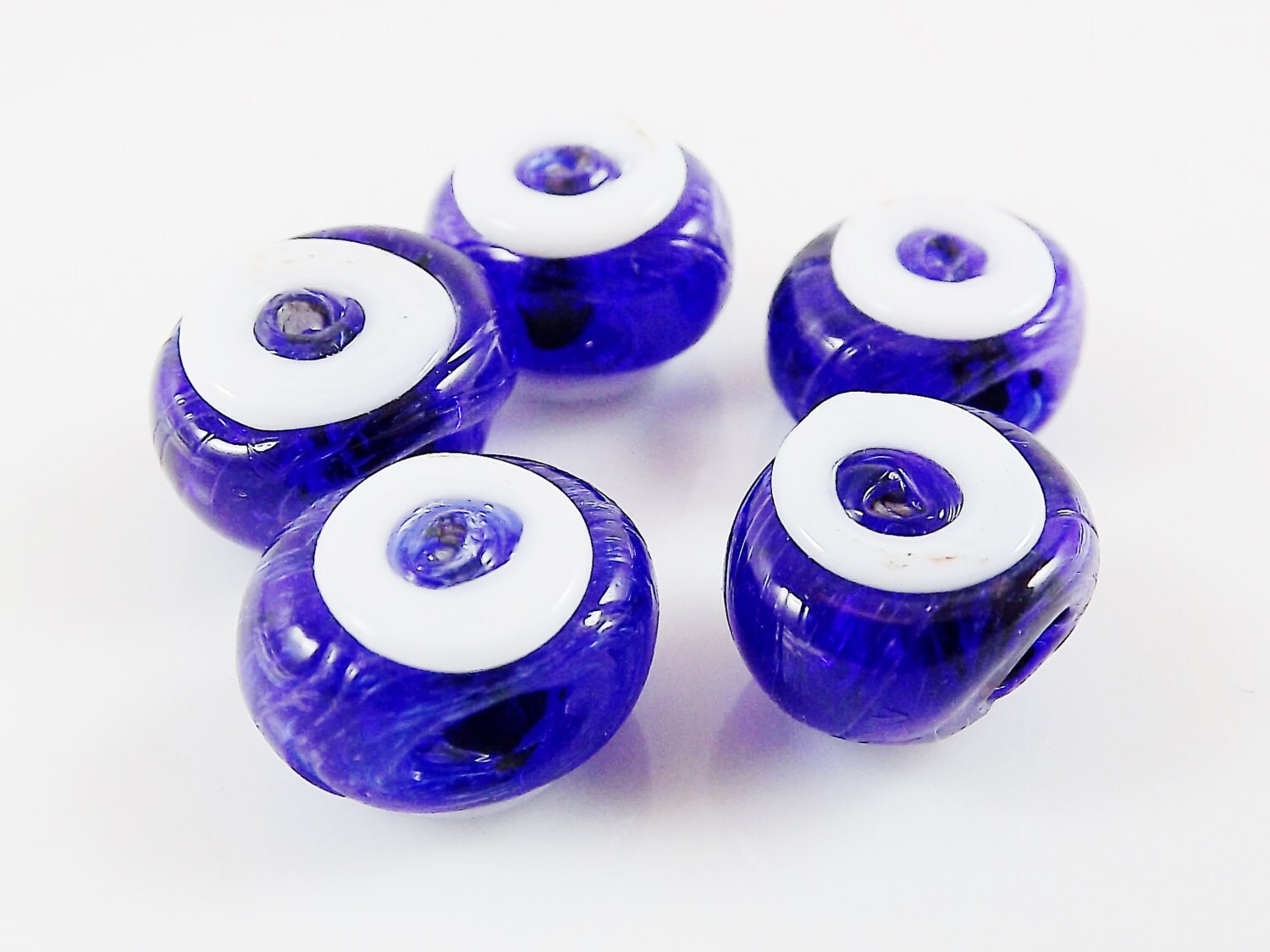5 Mini Artisan Handmade Cobalt Blue Glass Evil Eye Nazar | Etsy