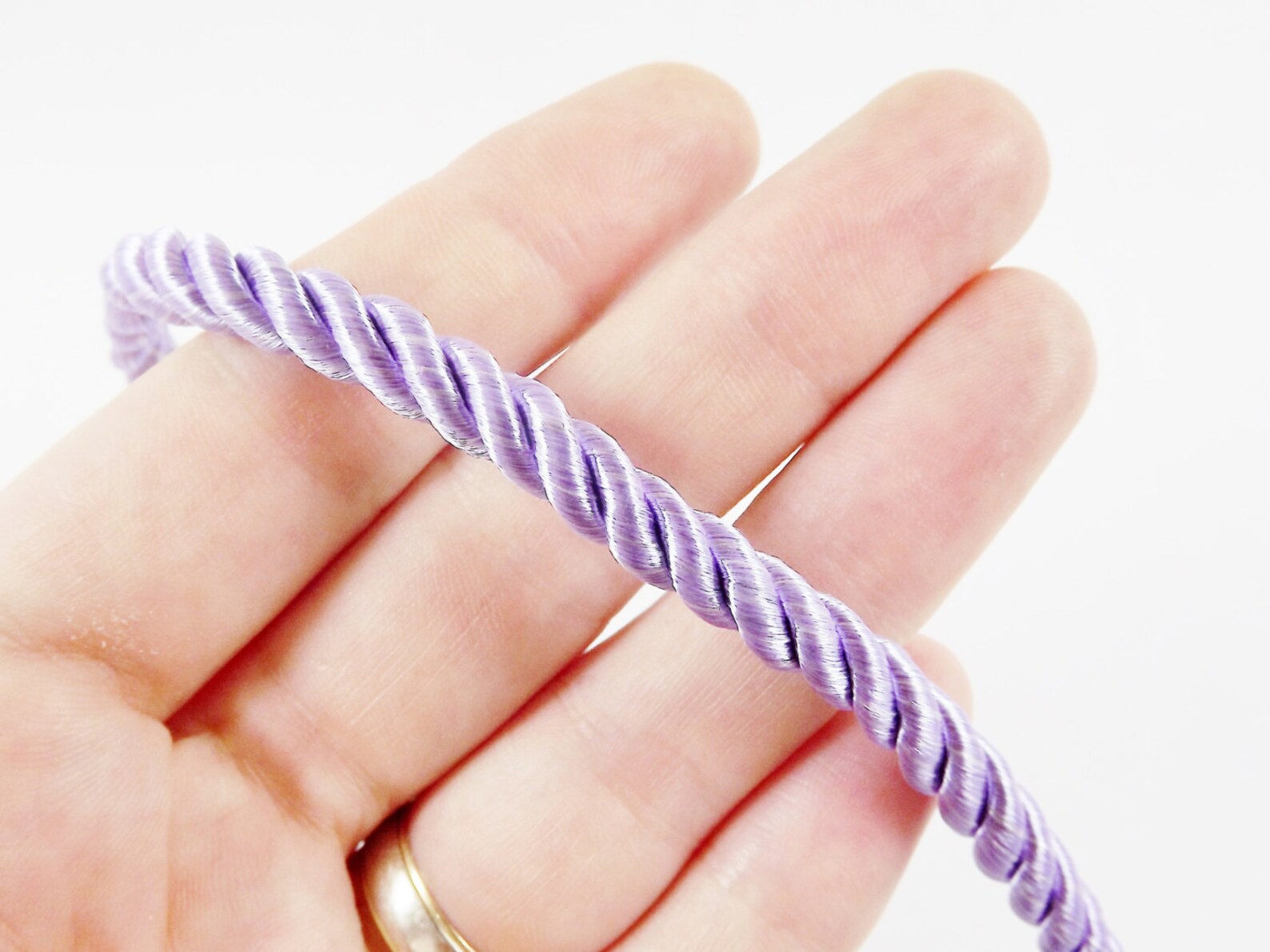 Lilac Purple 5mm Twisted Rayon Satin Rope Silk Braid Cord - 3 Ply Twist ...