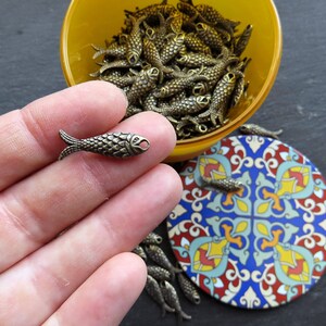 6 Rustic Double Sided Fish Charms, Good Luck Charm, Prosperity Symbol ...