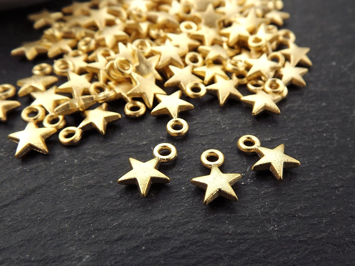 20 Mini Puff Star Charms, Gold Star Charm, Tiny Charms, Drop Charm ...