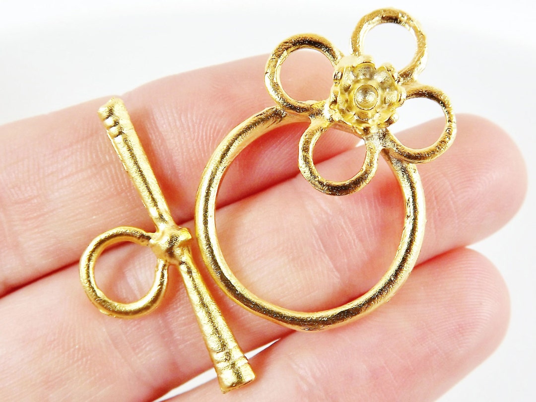 2 Sets of Flower T Bar Toggle Clasps - 22k Matte Gold Plated - Etsy