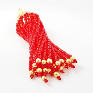 Long Fiery Red Beaded Tassel - 22k Matte Gold Plated Brass - 1PC - Etsy