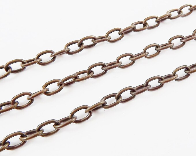 4 X 6mm Flat Link Cable Chain, Oval Bronze Chain, Bracelet Necklace ...