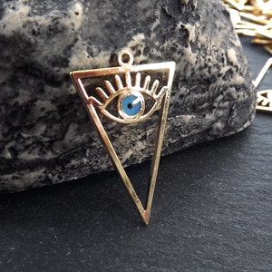 Gold Evil Eye Charm, Triangle Eye Pendant, Earring Charms, Evil Eye ...