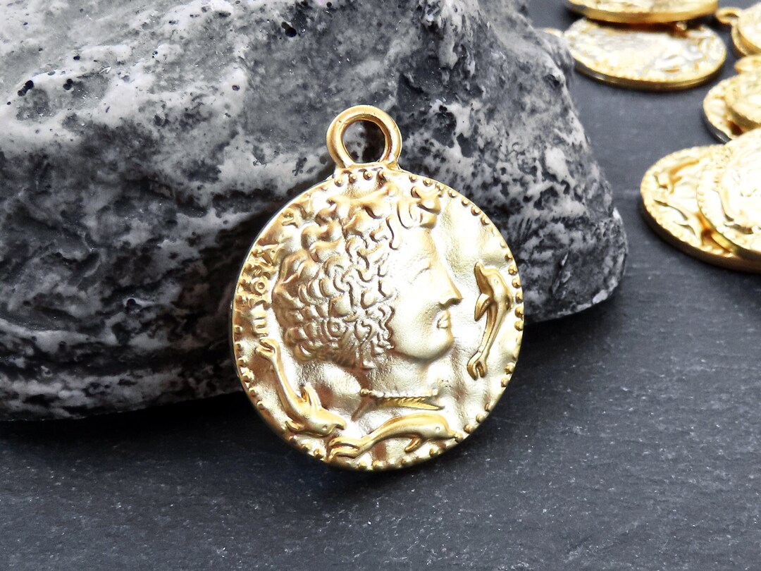 Persephone Greek Goddess Coin Pendant, Goddess of the Underworld, 22k ...