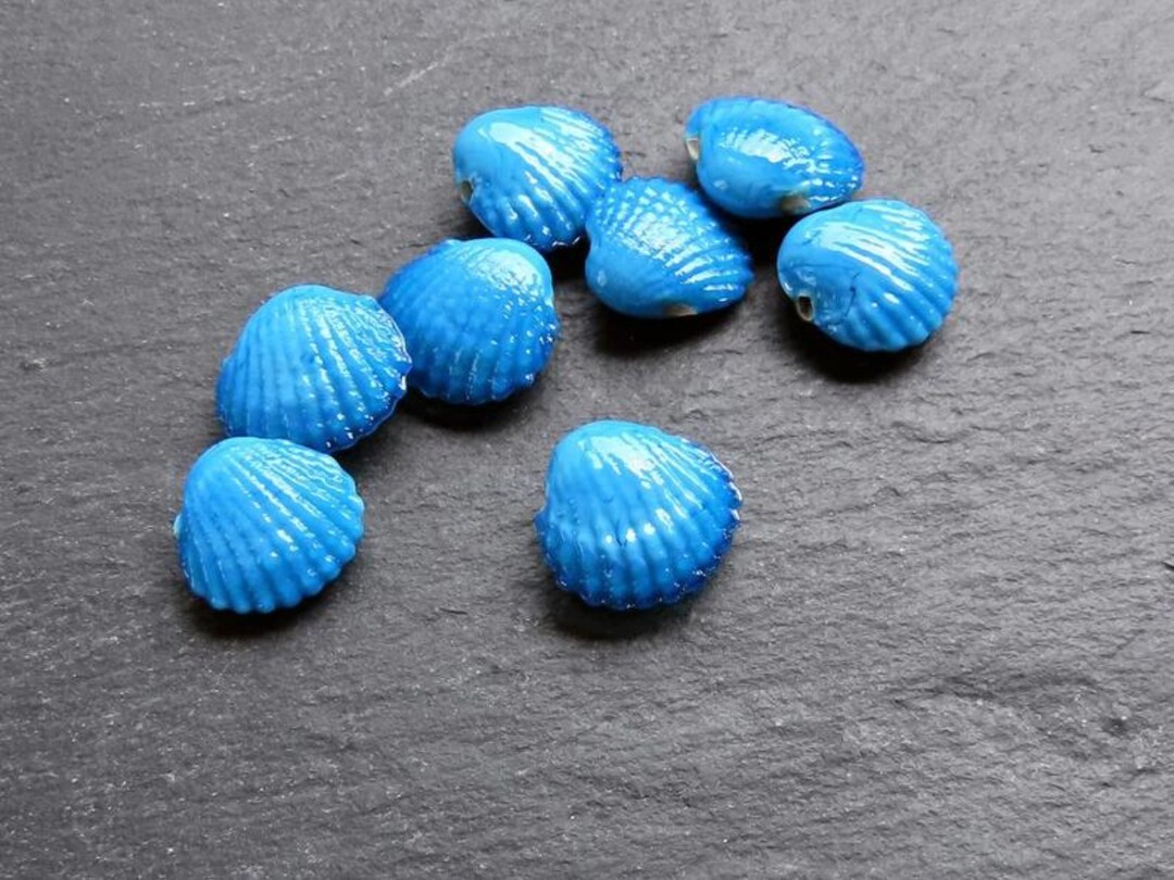 Glass Scallop Shell Bead, Handmade Murano Pressed Clam Beach Spacer ...