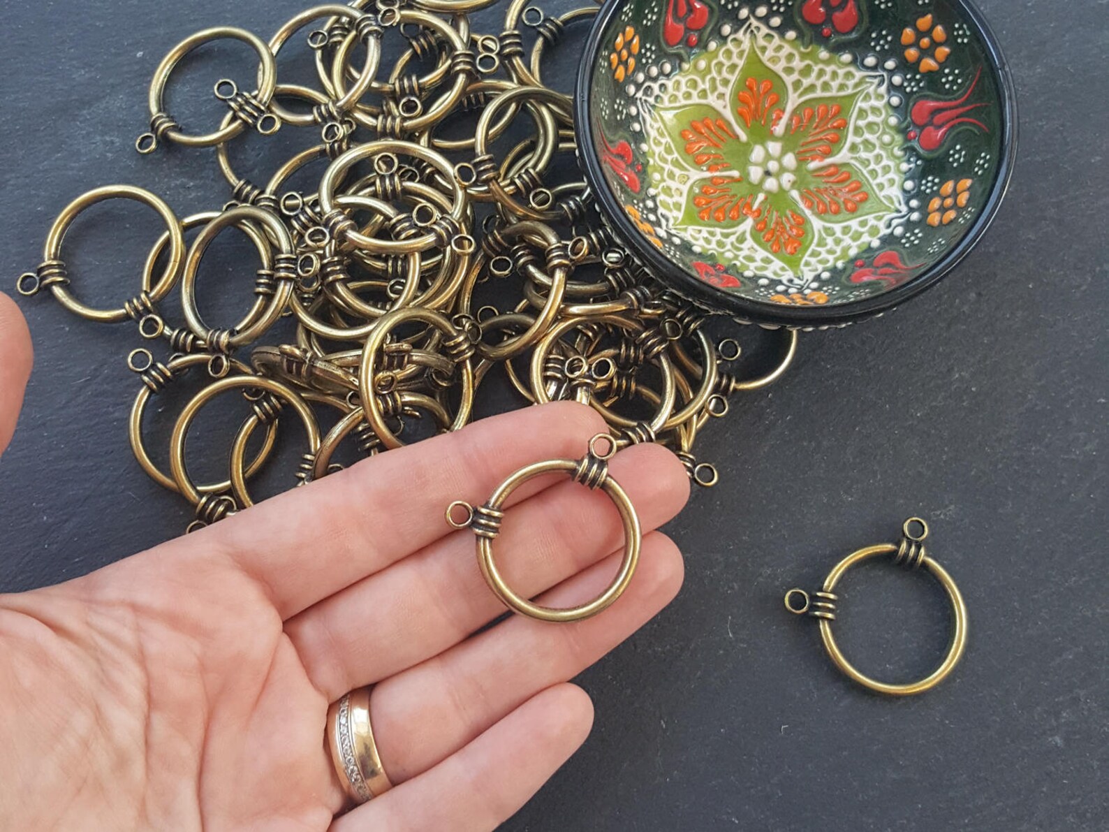 Bronze Loop Pendant Ring Pendant Round Ring Closed Loop | Etsy