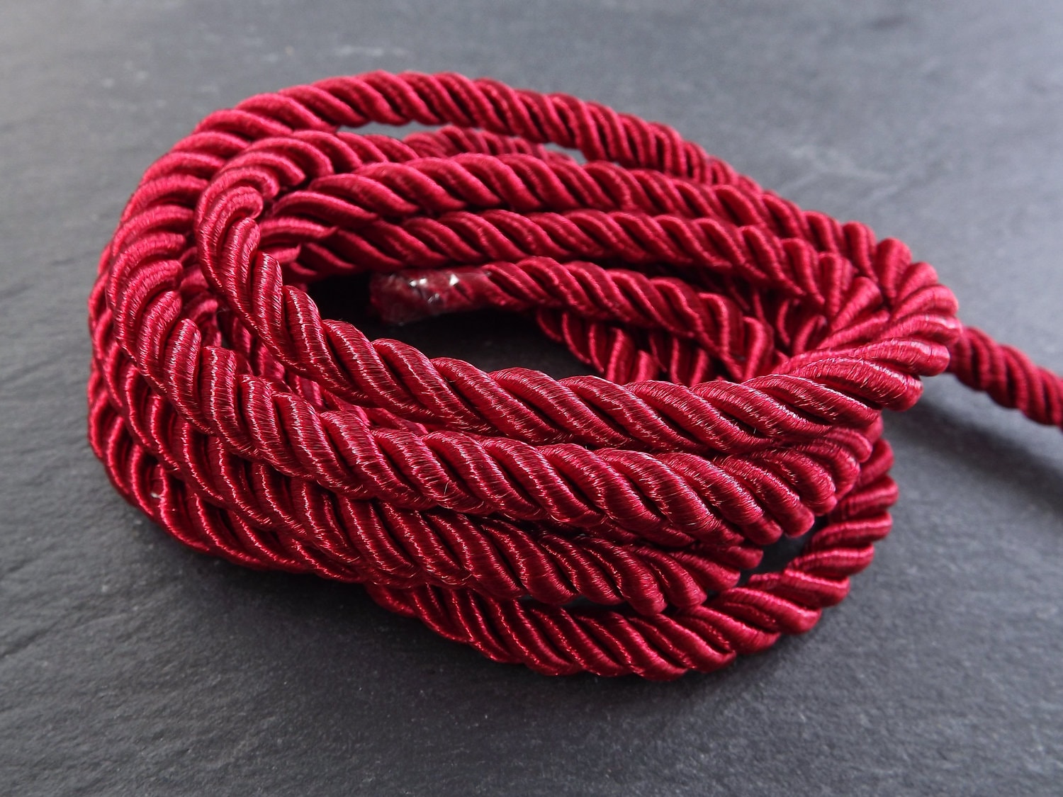5mm Burgundy Rope, Garnet Red, Cord, Twisted Cord, Rayon, Satin, Rope ...