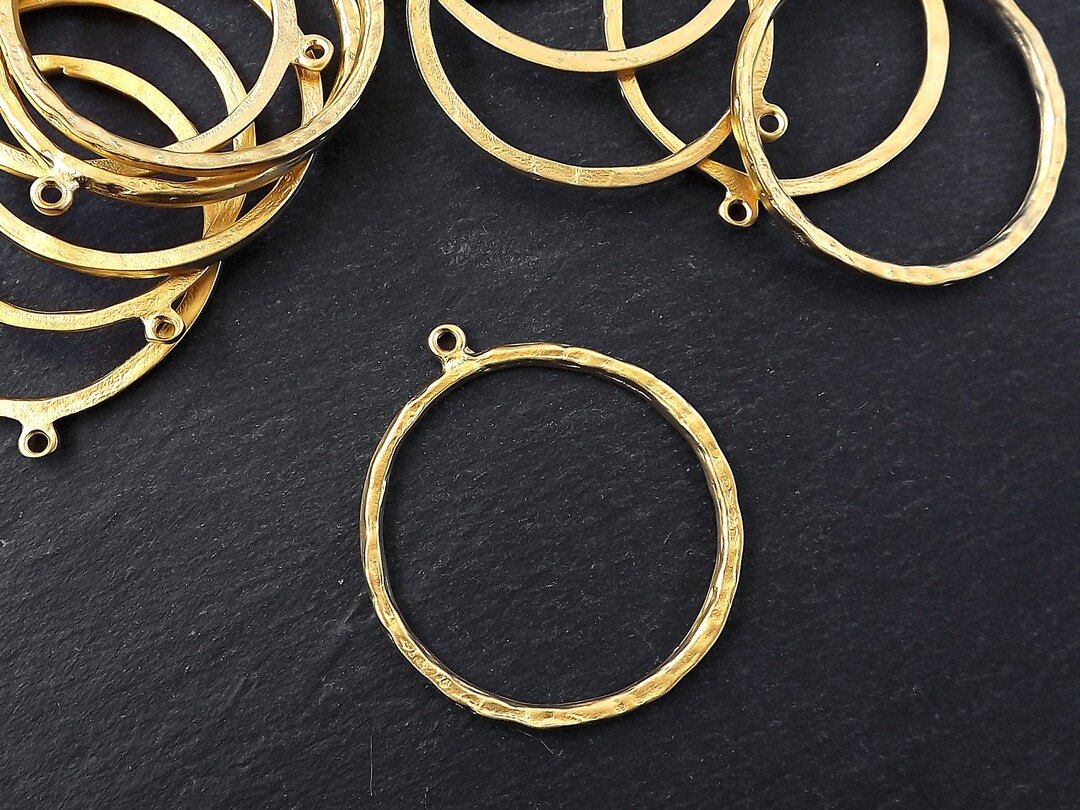 Gold Organic Loop Pendant, Large Gold Earring Hoop, Gold Geometric Ring ...