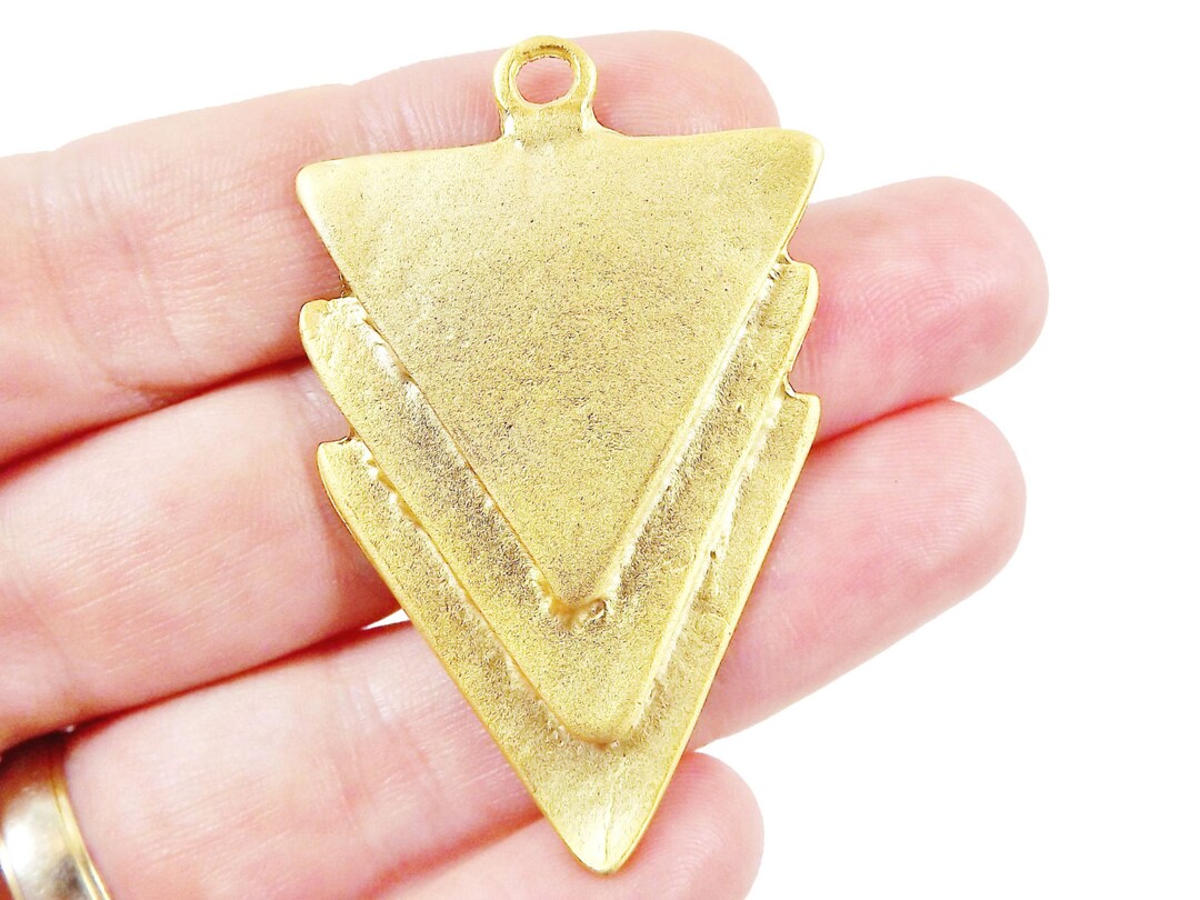 Triple Triangle Minimalist Geometric Pendant - 22k Matte Gold Plated ...