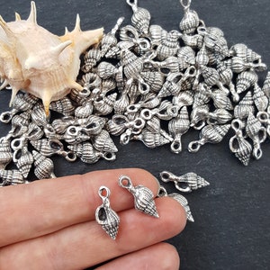 Conch Shell Charms, Silver Shell Charms, Mini Conch Shell, Shell ...