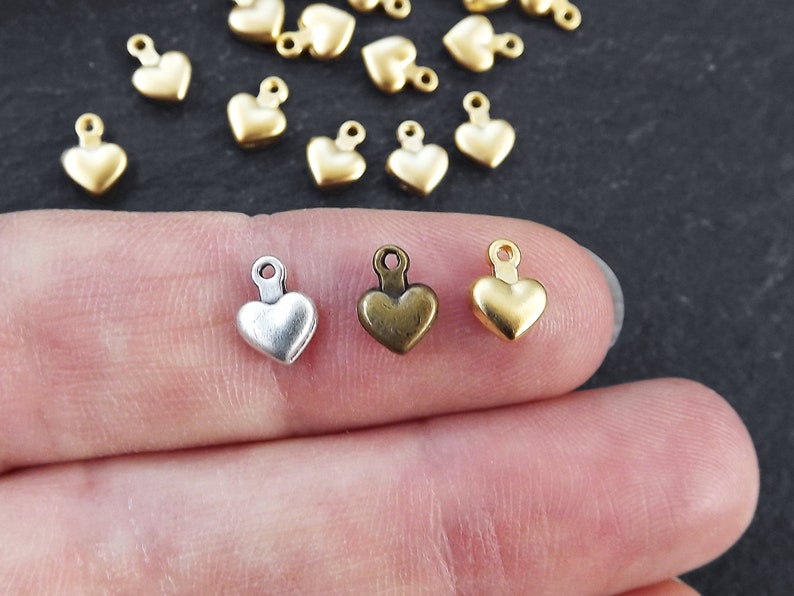 Tiny Heart Charms Bronze Puff Heart Charm Mini Heart Charms - Etsy