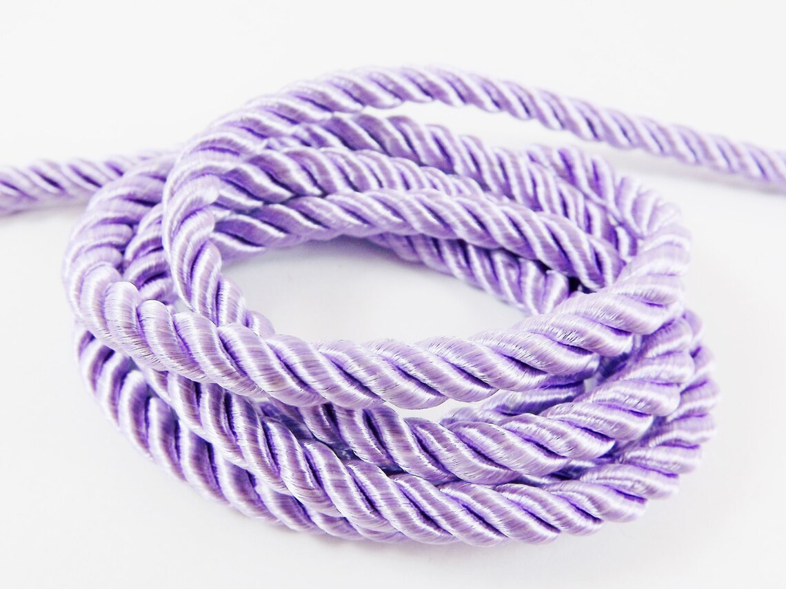 Lilac Purple 5mm Twisted Rayon Satin Rope Silk Braid Cord - 3 Ply Twist ...