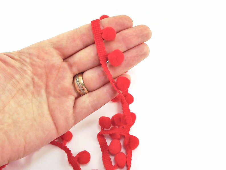 Red Pom Pom Fringe String Braid Cord 1 Meter 1.09 Yards - Etsy