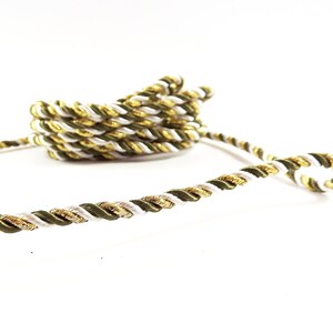 3.5mm Army Green White Metallic Gold Twisted Rayon Satin Rope Silk ...
