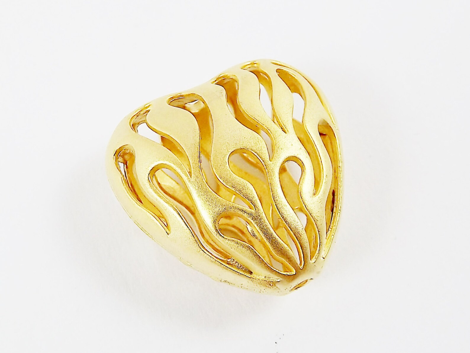 Large Heart Fretwork Hollow 22k Matte Gold Plated Bead Spacer - 1pc - Etsy
