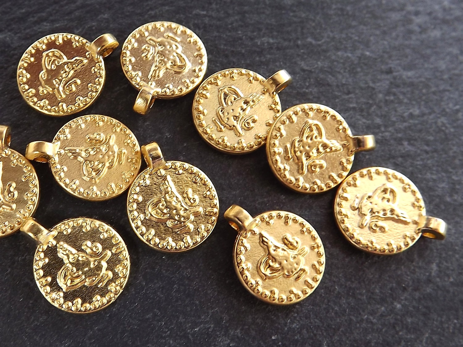 Mini Gold Coin Pendant Charms, Small Turkish Medallion Coin Beads for ...