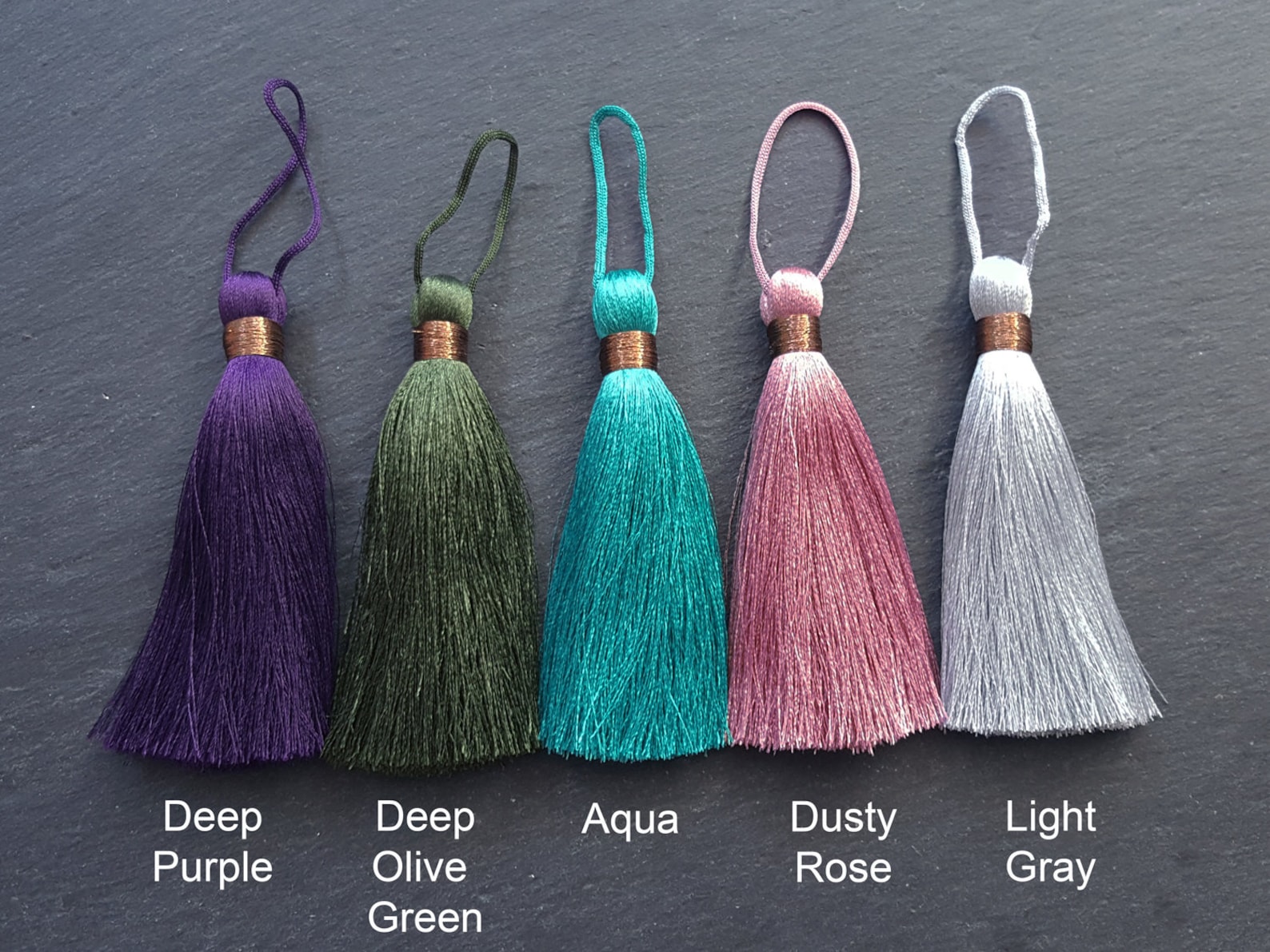 Aqua Teal Silk Tassel Braided Loop, Thick Tassels, Jewelry Tassel ...