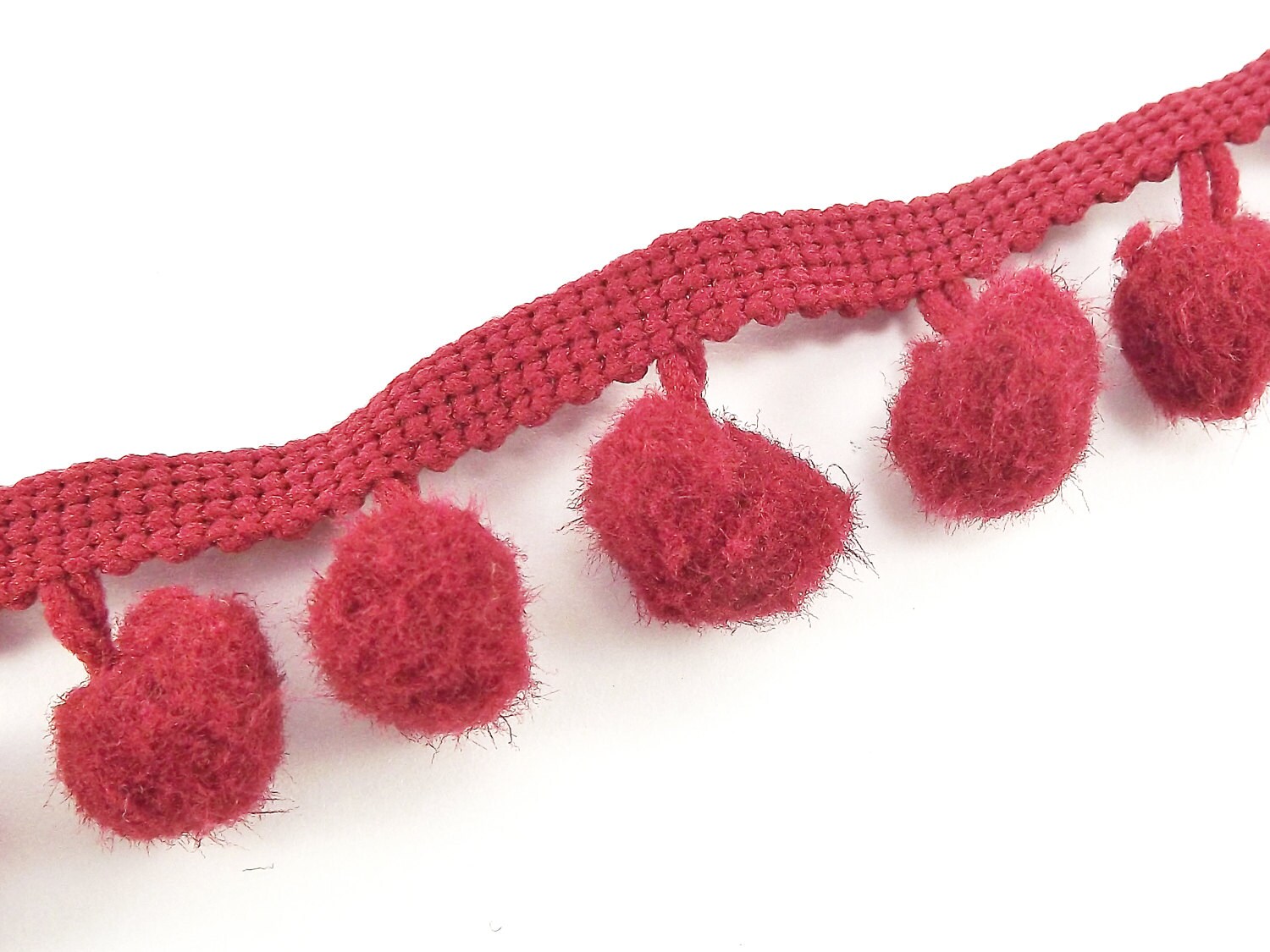 Burgundy Pom Pom Fringe String Braid Cord 1 Meter 1.09 - Etsy