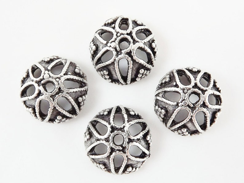 4 Tibetan Bali Style Bead End Caps Matte Silver Plated Round - Etsy