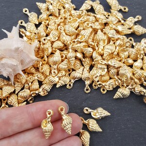 Conch Shell Charms Gold Shell Charms Mini Conch Shell Shell - Etsy