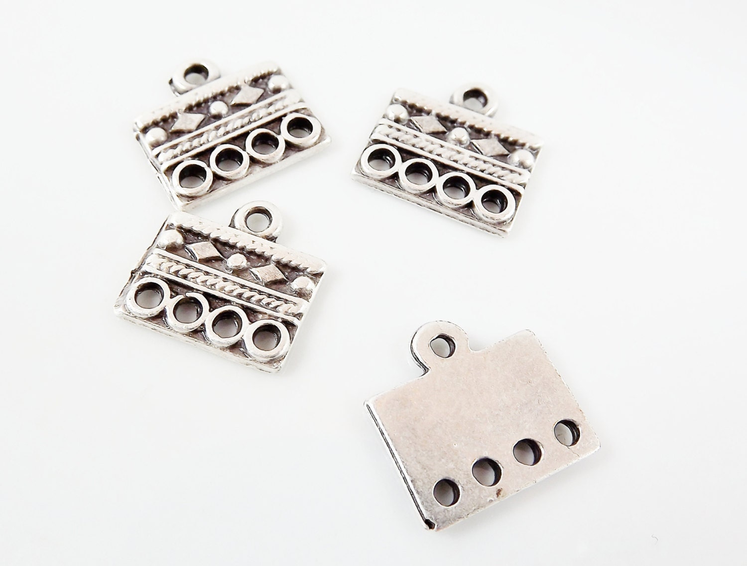 4 Rectangle Multi Four Strand Link Connector Matte Silver - Etsy