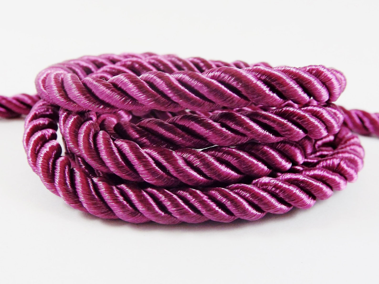 Purple Wine 5mm Twisted Rayon Satin Rope Silk Braid Cord - 3 Ply Twist ...