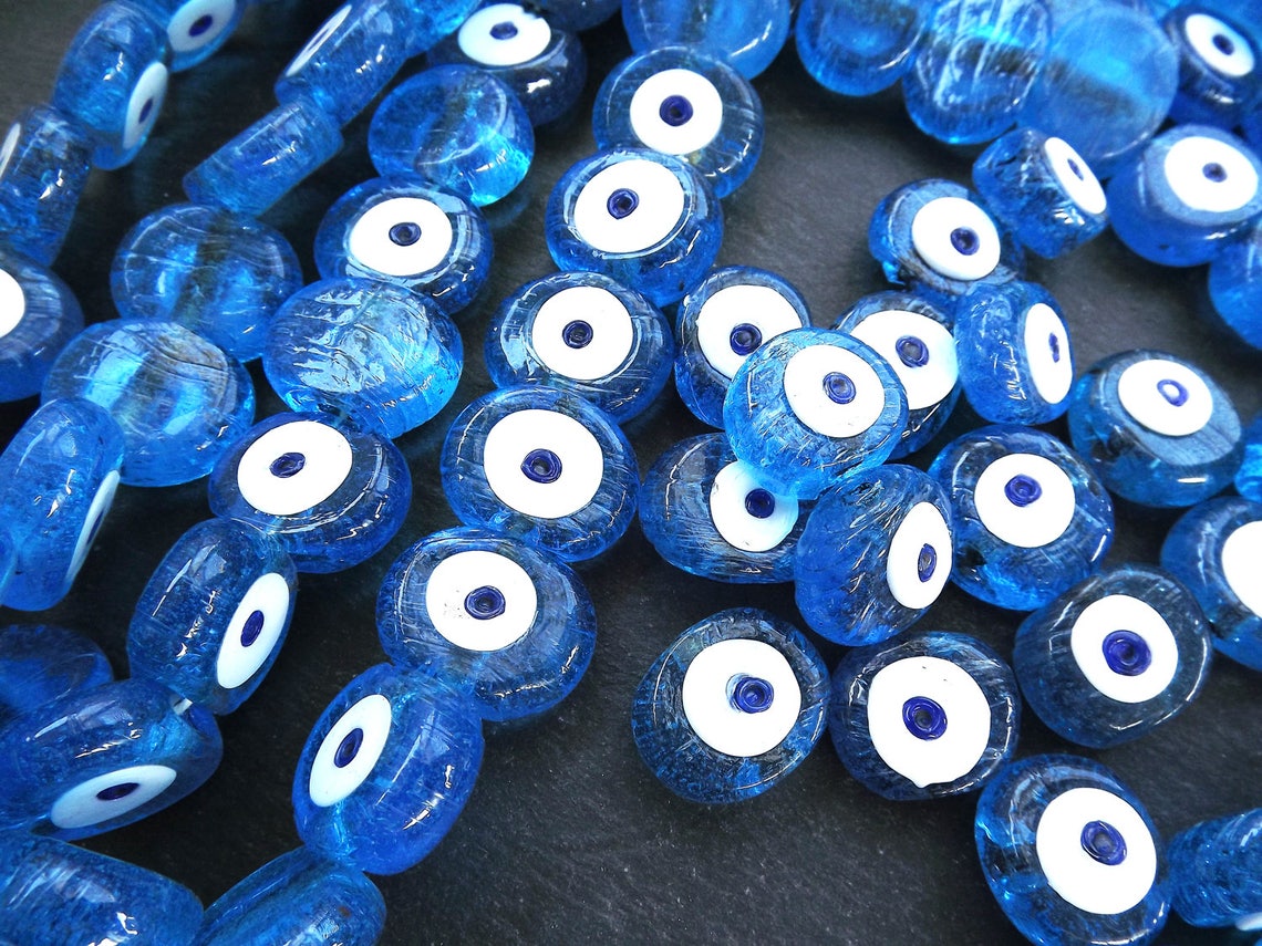 6 Aegean Blue Evil Eye Nazar Glass Bead Traditional Turkish - Etsy