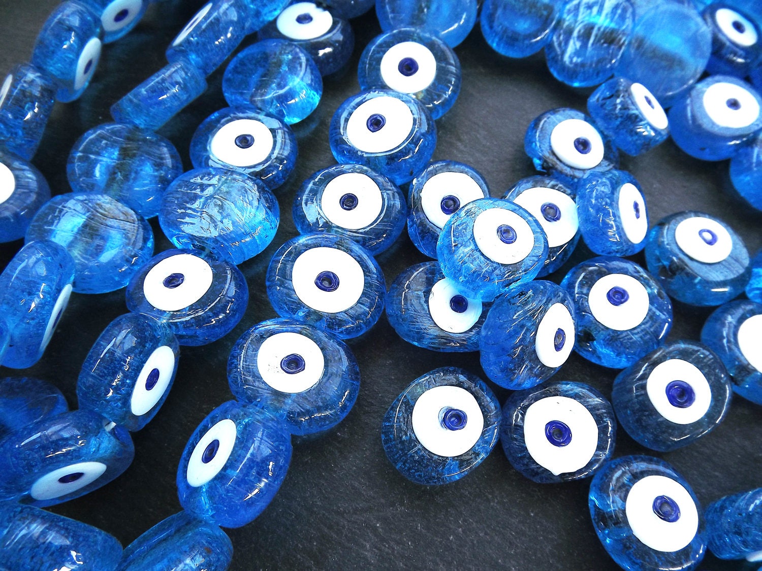 6 Aegean Blue Evil Eye Nazar Glass Bead Traditional Turkish - Etsy