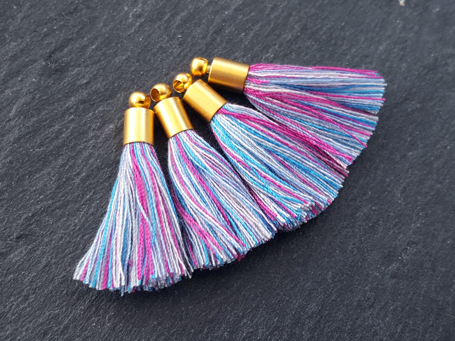 Blue Pink Multi color Mini Tassels Tassel Charm Earring | Etsy
