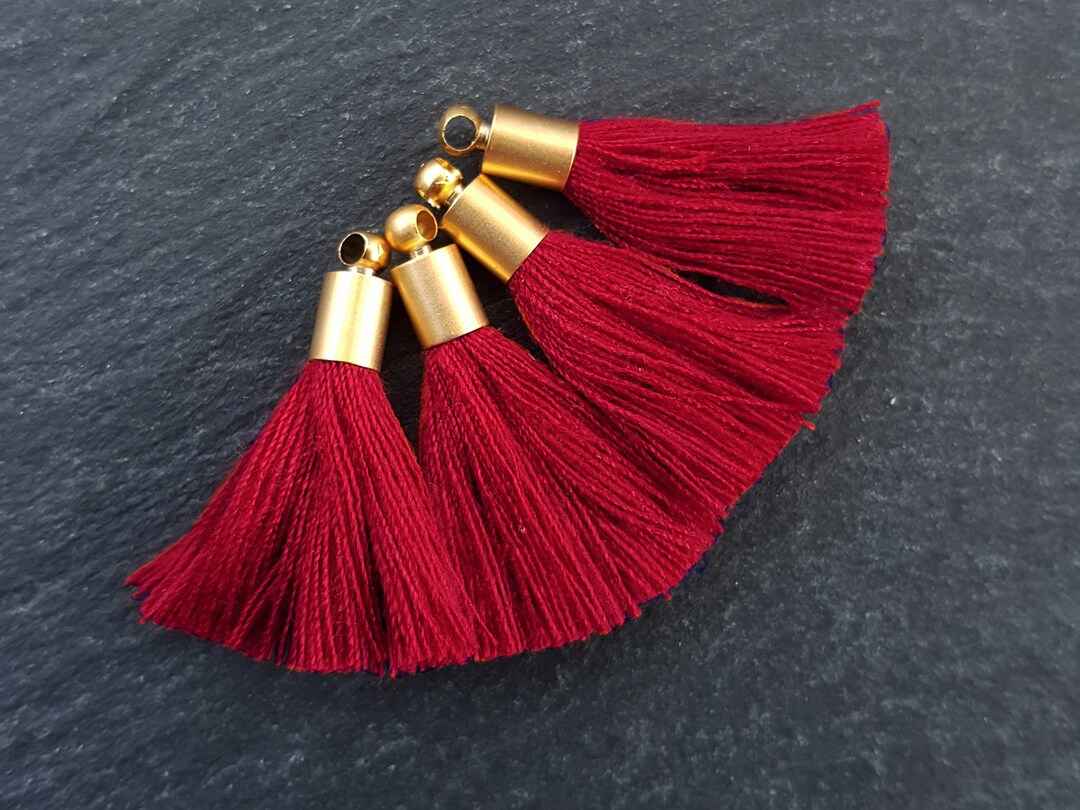 Mini Carmine Red Soft Thread Tassels Earring Bracelet Tassel Fringe ...