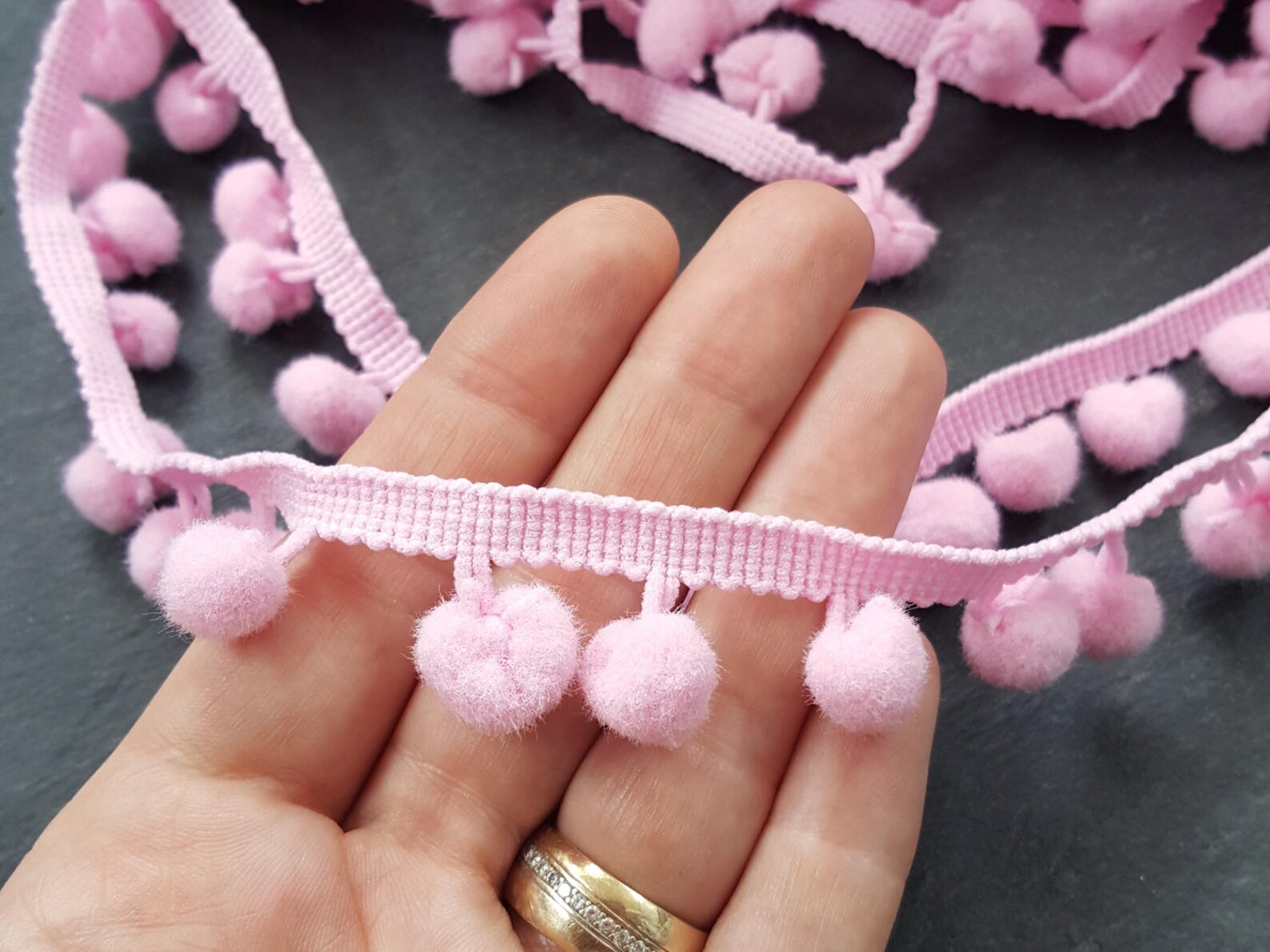 Pale Pink Pom Pom Fringe String Braid Cord 1 Meter 1.09 - Etsy