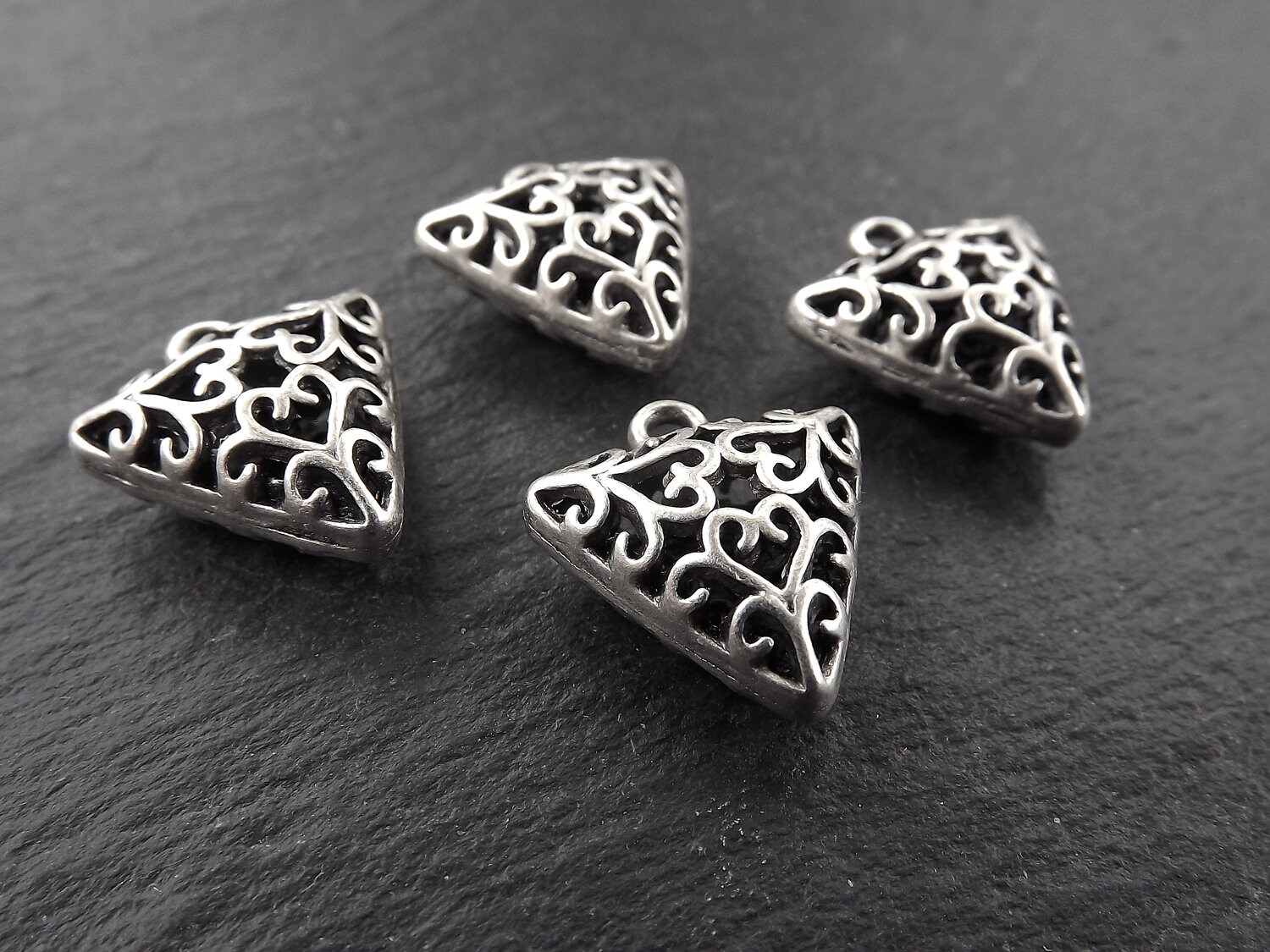 Filigree Triangle Charms, Pillow Charms, Puff Charms, Hollow Triangle ...