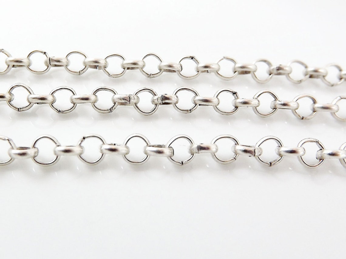3mm Rolo Chain - Matte Silver Plated - 1 Meter or 3.3 Feet - Etsy