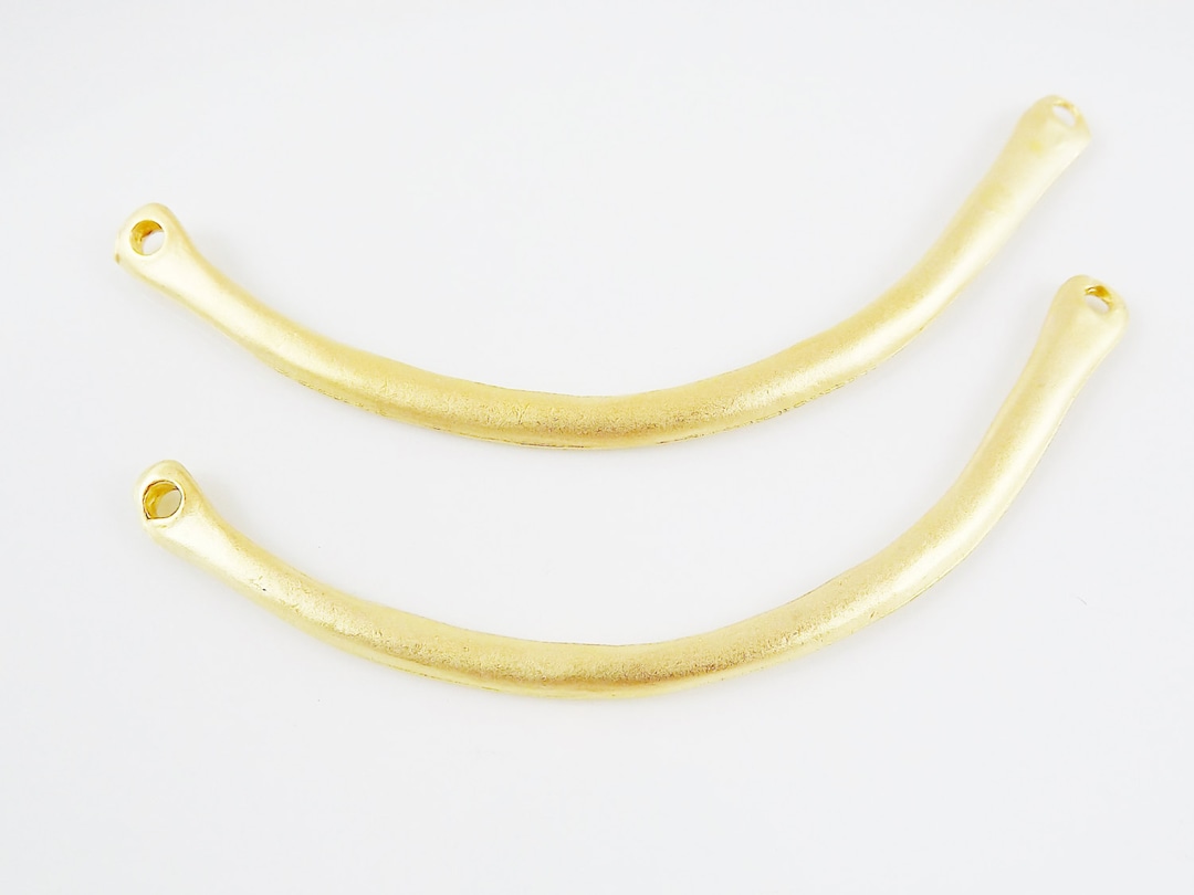 2 Organic Shaped Curve Bar Connector - 22k Matte Gold Plated - Etsy