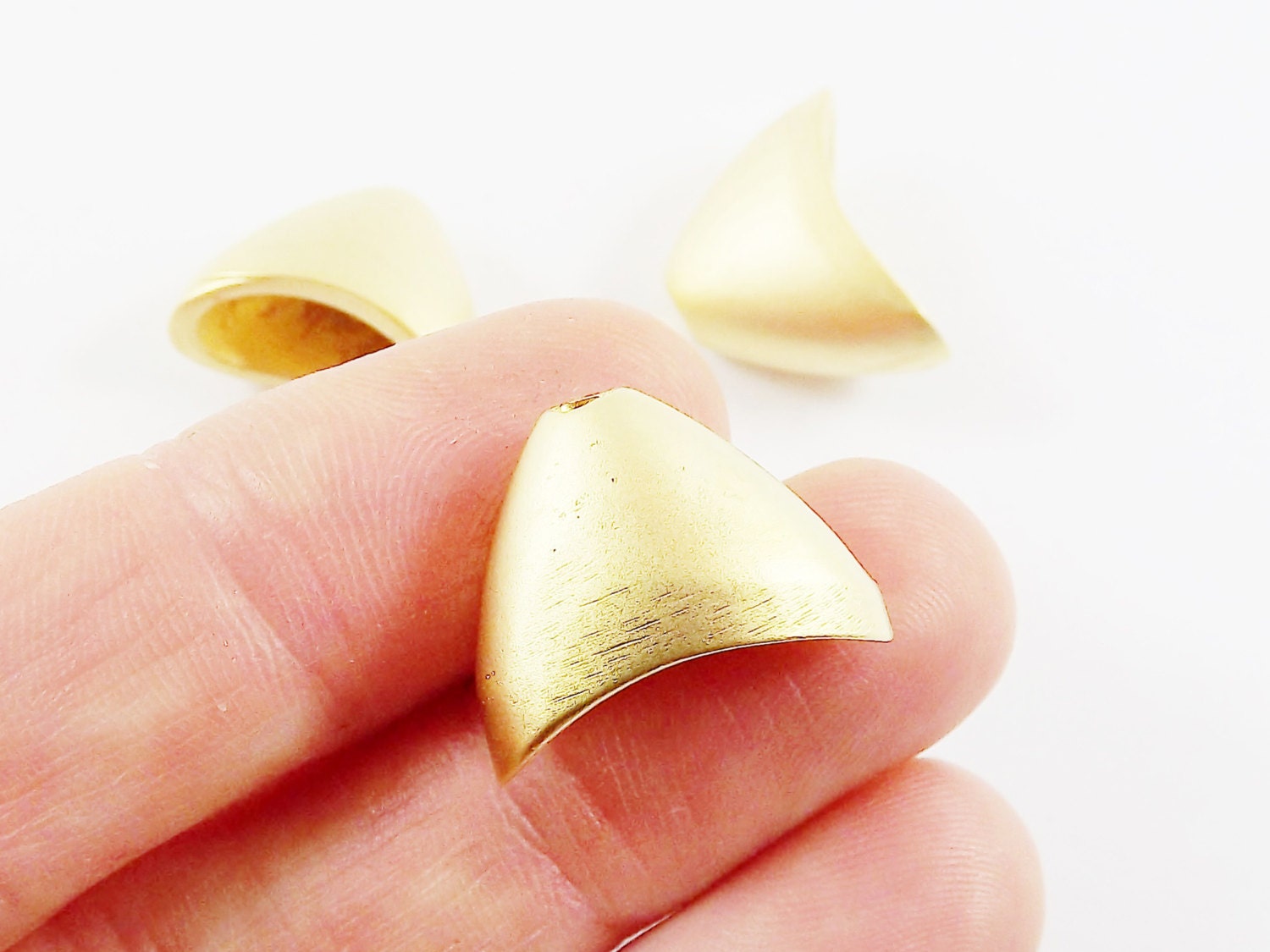 3 Large Plain Simple Flat Cone Bead End Caps 22k Matte Gold | Etsy