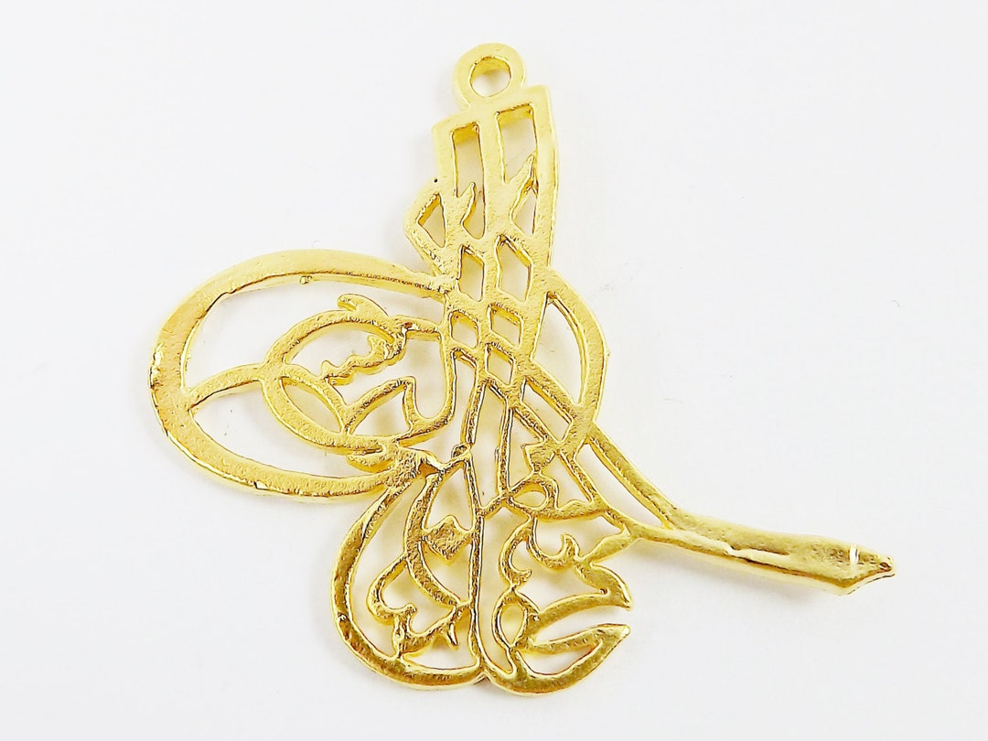 Ottoman Tughra Charms Tugra 22k Matte Gold Plated 2pc - Etsy