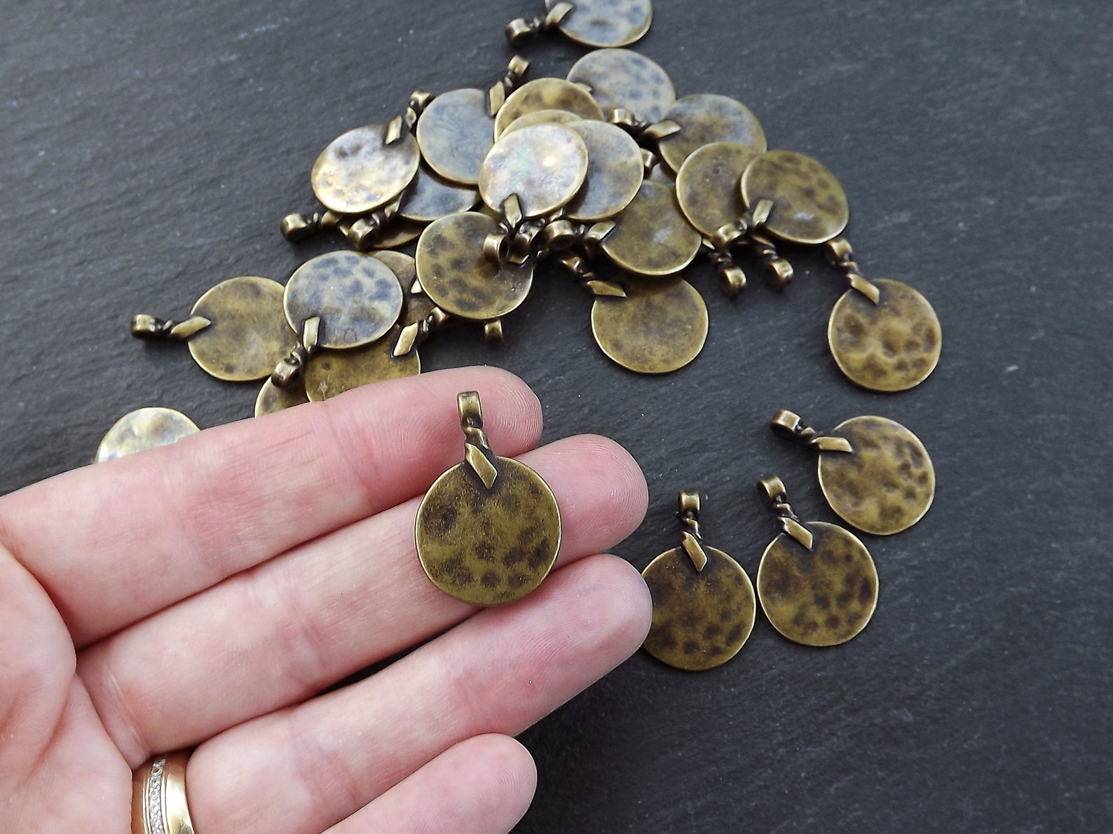 Bronze Thin Round Rustic Disc Pendants Plain Bronze Disc - Etsy