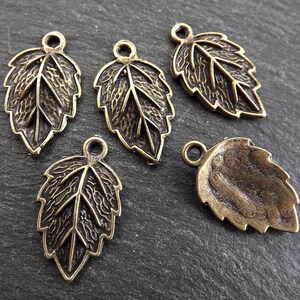 Small Leaf Pendant Charm, Serrate Metal Leaves Drop Foliage Charms ...