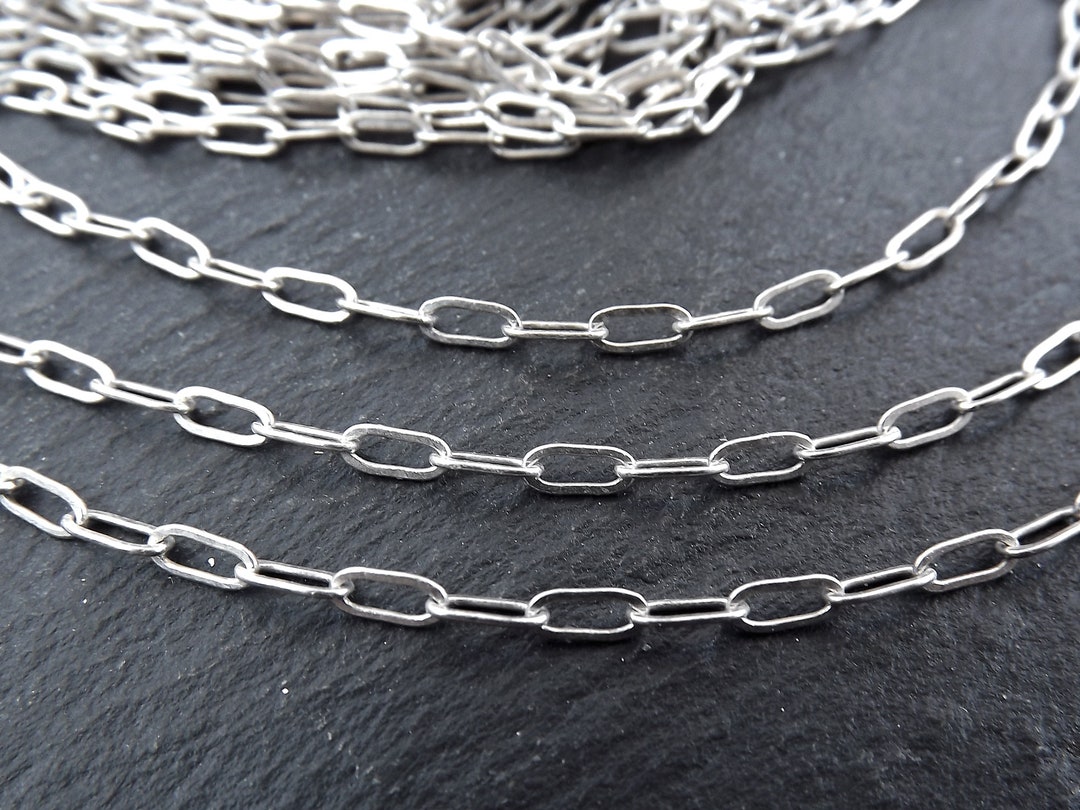 Pressed Long Link Cable Chain 6 X 2.5mm, Matte Antique Silver Plated ...