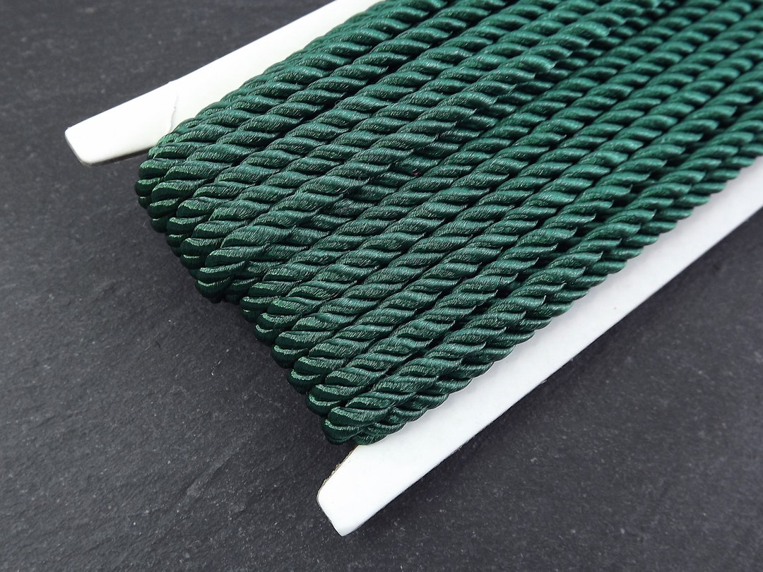 3.5mm Emerald Green Twisted Rope, Twisted Rayon Cord, Green Satin Rope ...