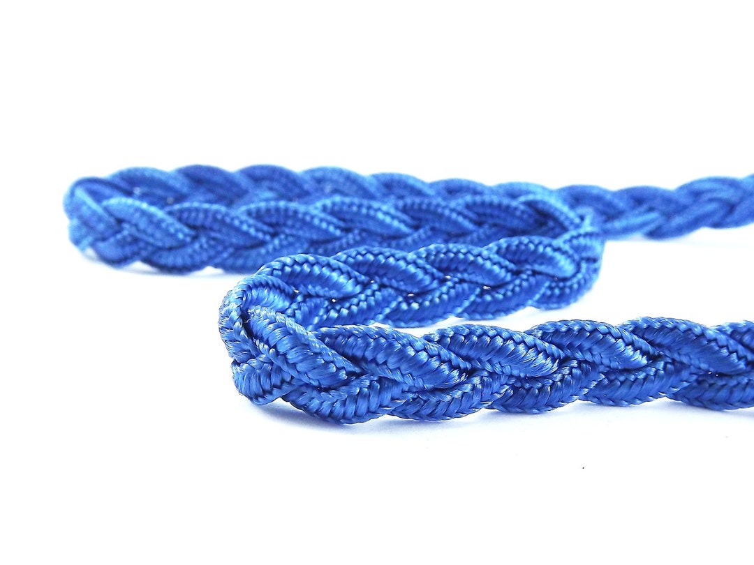 Blue Braided Plait Cord Satin Silk Cord Trim - 3 Ply - 1 Meters - 1.09 ...